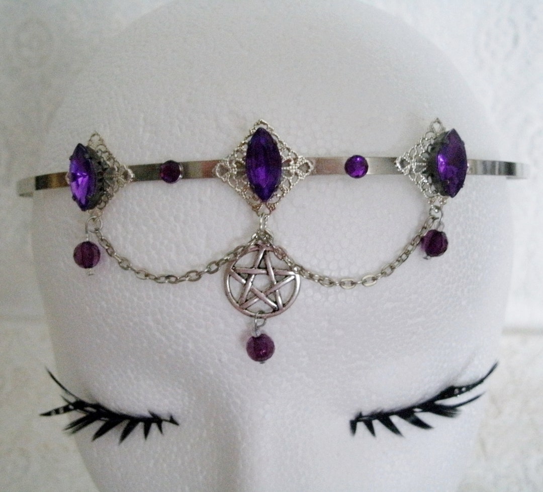 Purple Pentacle Circlet Wiccan Jewelry Pagan Jewelry Wicca Jewelry ...