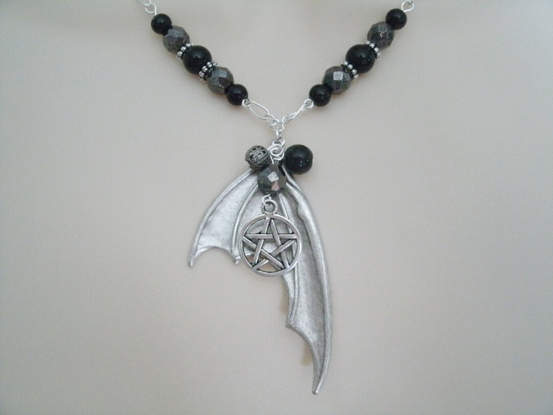 Bat Wing Pentacle Necklace Wiccan Jewelry Pagan Jewelry Witch Jewelry ...