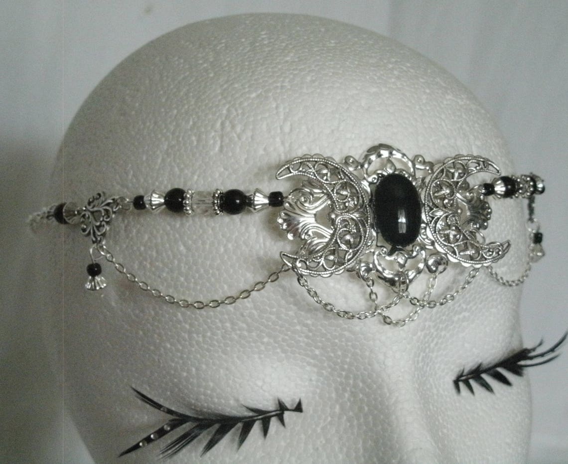 Black Onyx Triple Moon Circlet Wiccan Jewelry Pagan Jewelry Wicca Witch ...