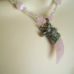 Rose Quartz Dragon Claw Necklace Dragon Jewelry Medieval Jewelry ...