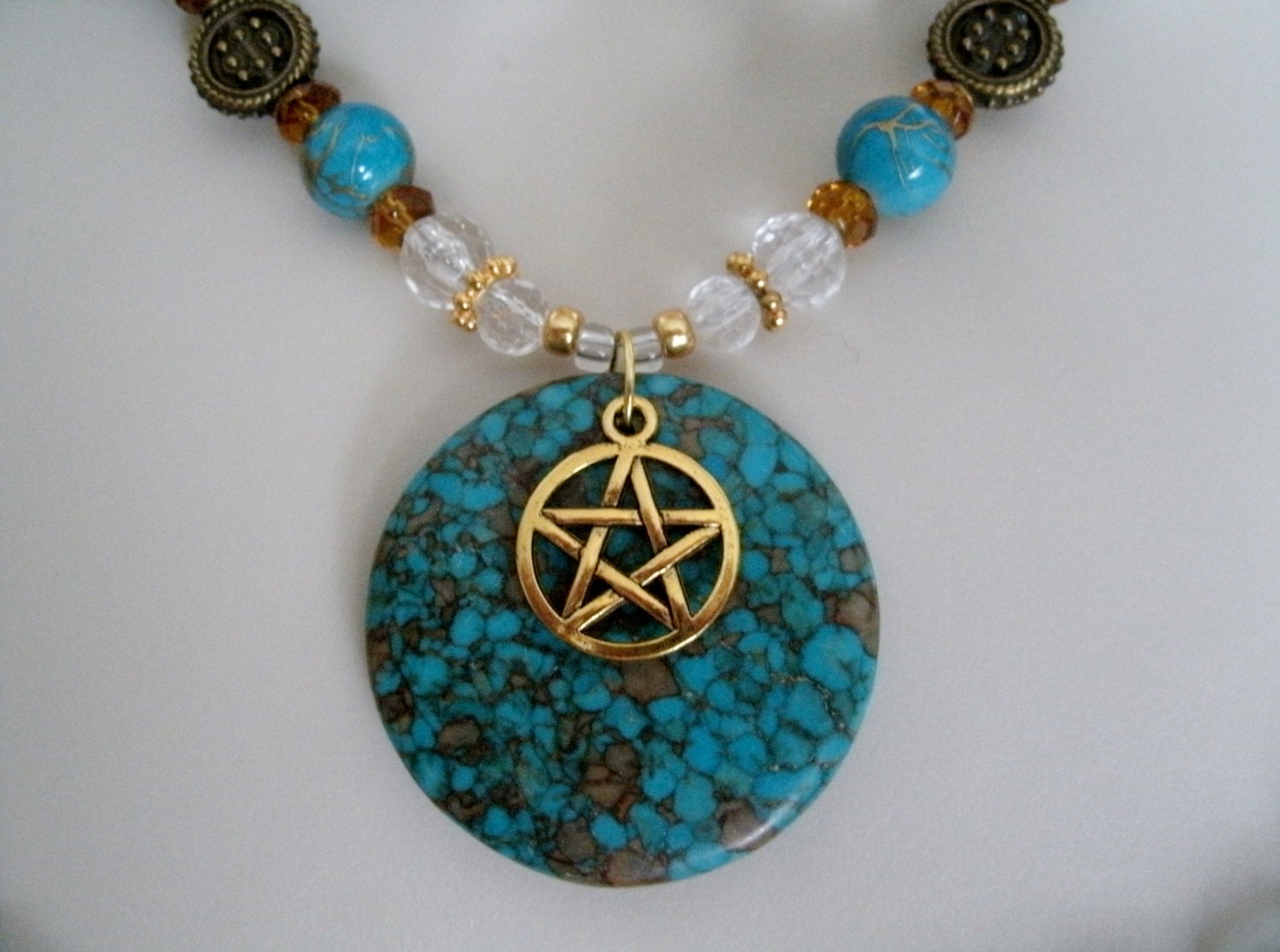 Turquoise Pentacle Necklace Wiccan Jewelry Pagan Jewelry Wicca | Etsy