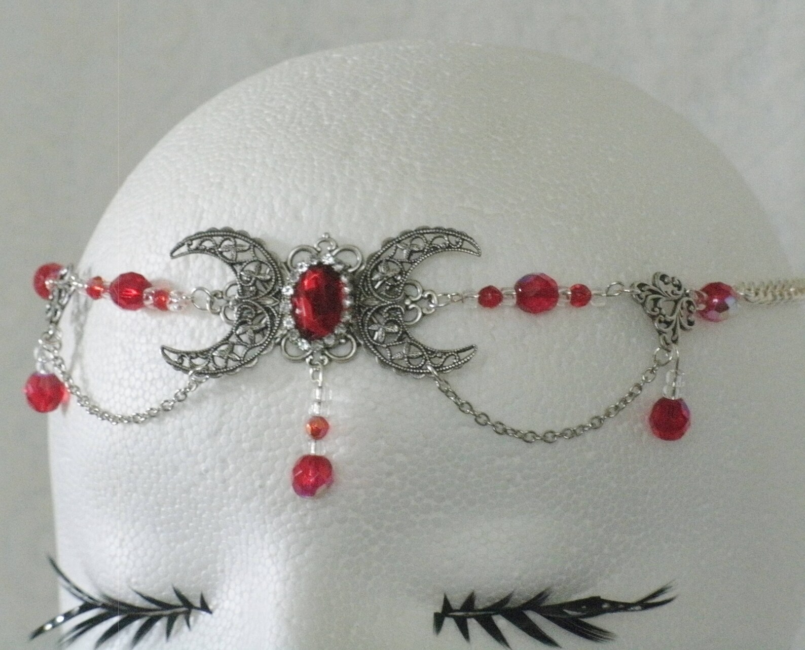 Red Triple Moon Circlet Wiccan Jewelry Pagan Jewelry Wicca | Etsy