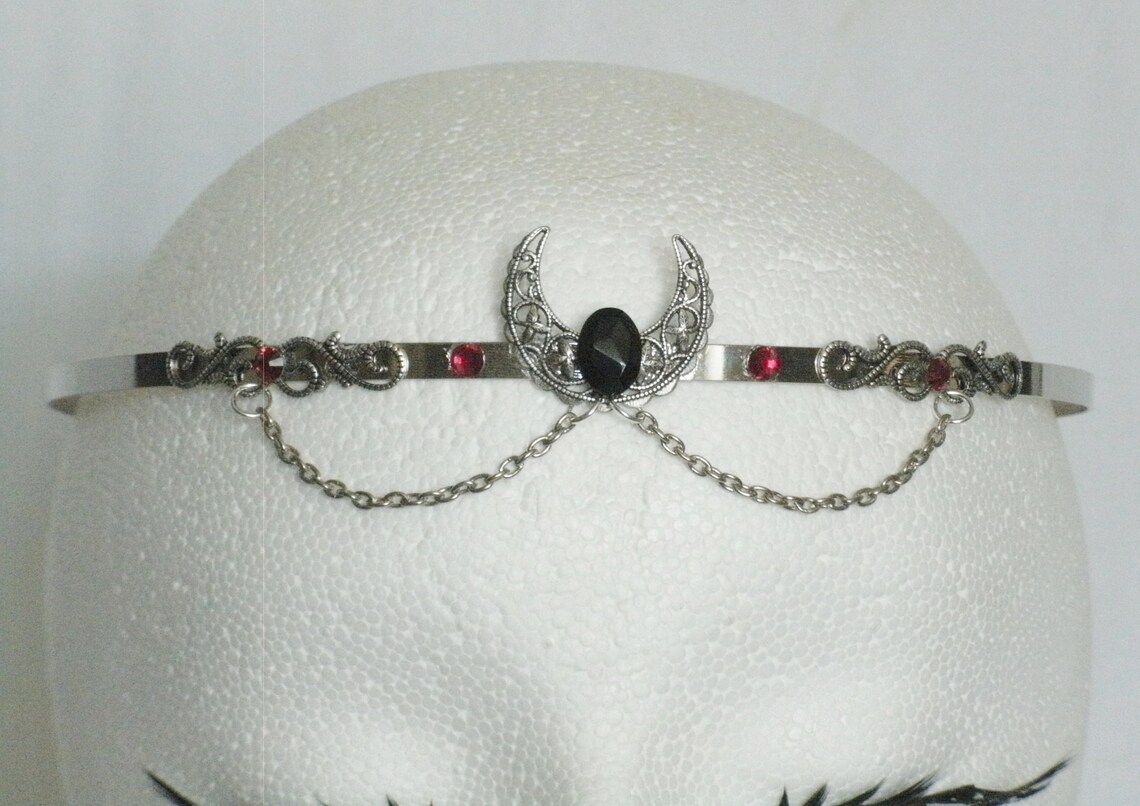 Onyx Crescent Moon Circlet Wiccan Jewelry Pagan Jewelry Wicca Jewelry ...