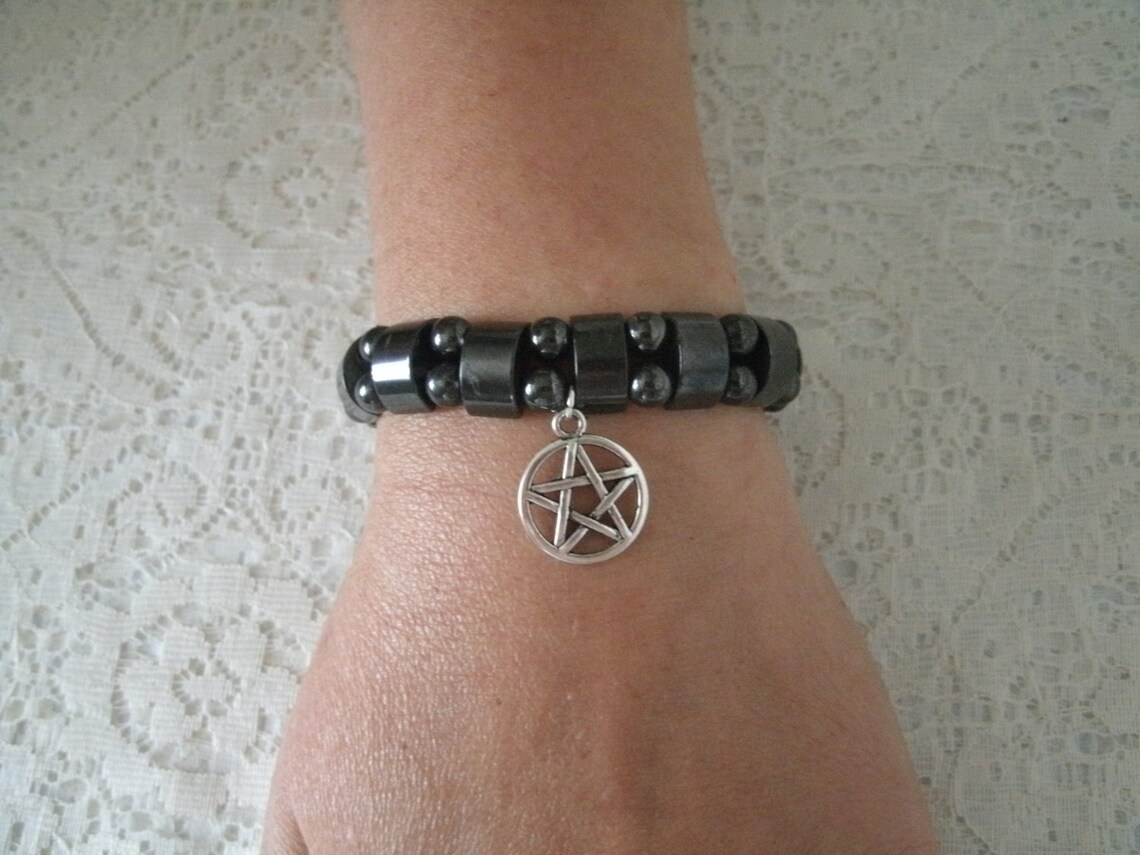 Hematite Pentacle Bracelet Wiccan Jewelry Pagan Jewelry Wicca Jewelry ...
