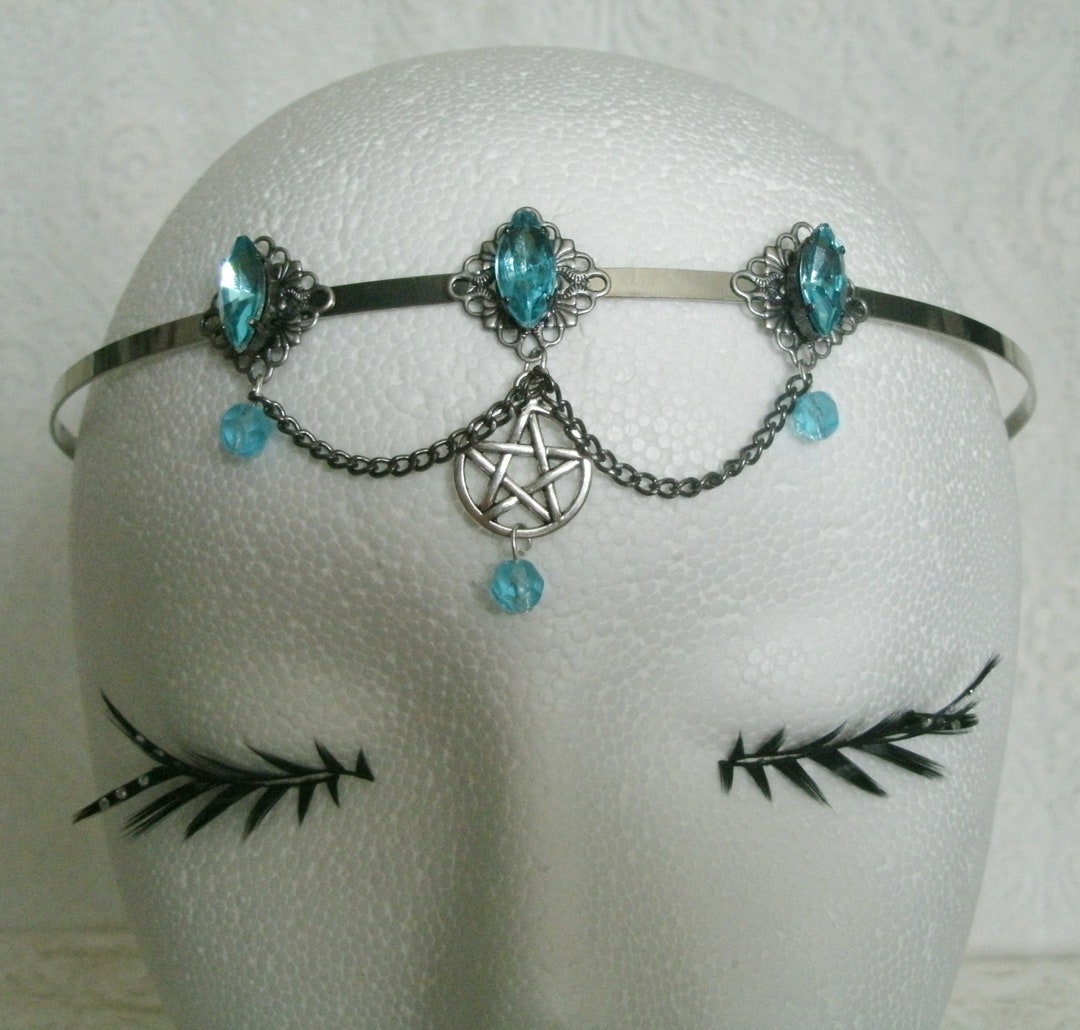Blue Pentacle Circlet Wiccan Jewelry Pagan Jewelry Wicca Jewelry ...