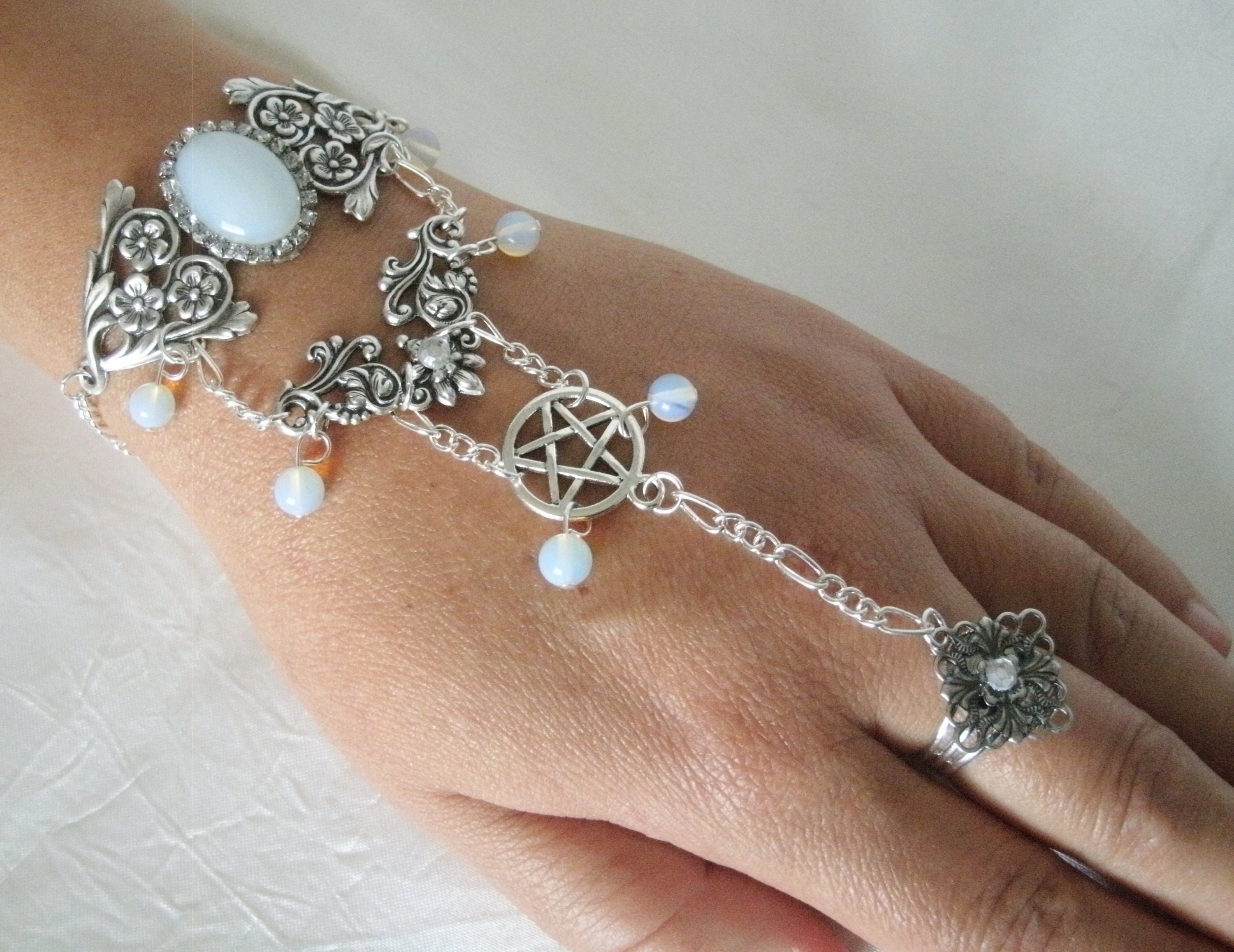 Opalite Pentacle Slave Bracelet wiccan jewelry pagan jewelry | Etsy