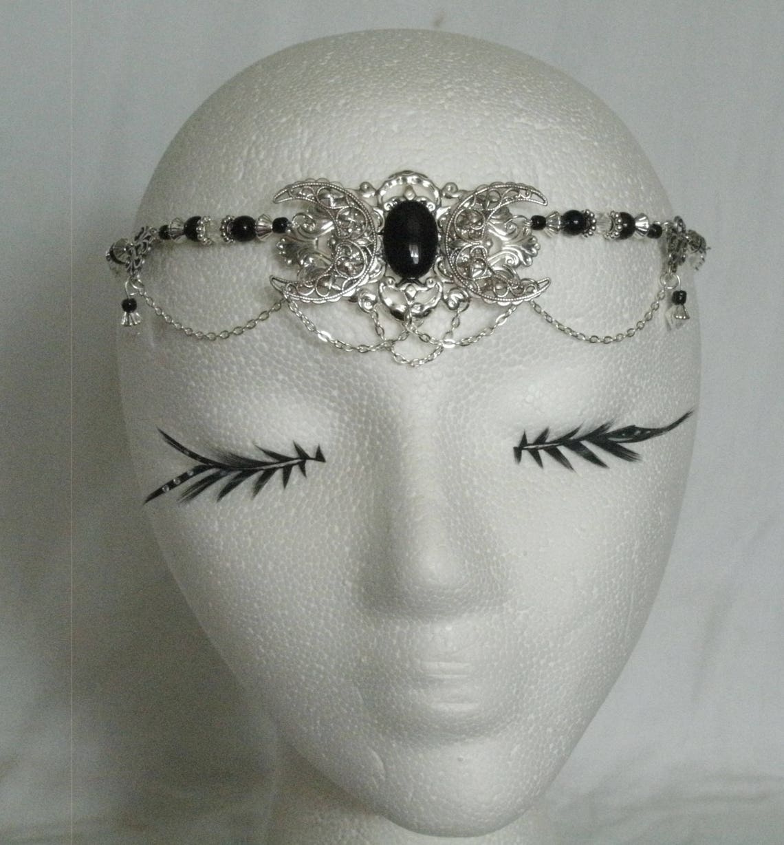 Black Onyx Triple Moon Circlet Wiccan Jewelry Pagan Jewelry Wicca Witch ...