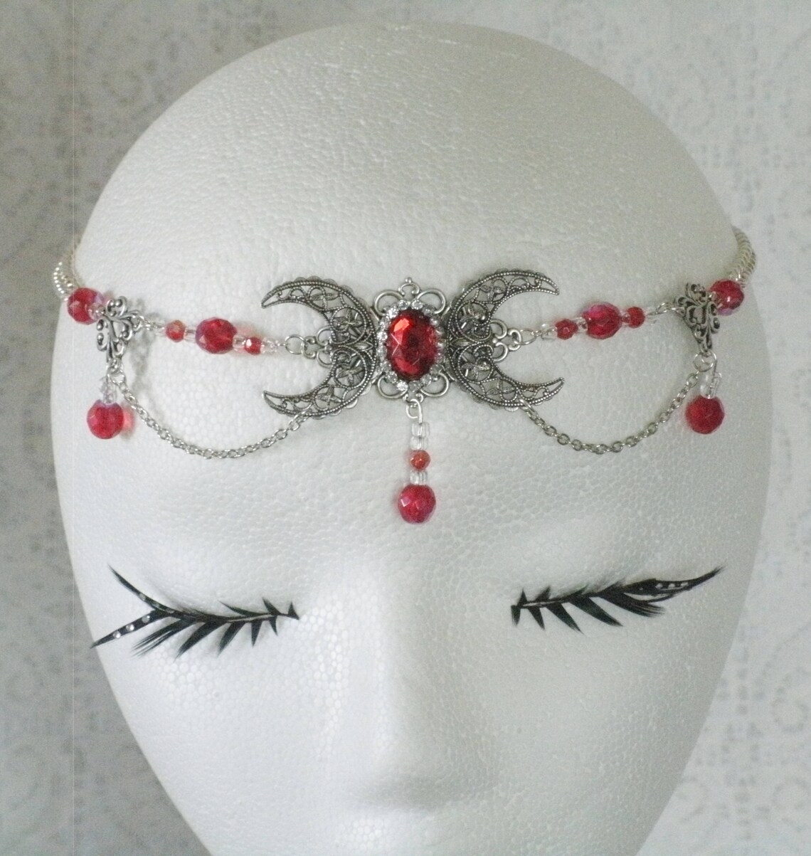Red Triple Moon Circlet Wiccan Jewelry Pagan Jewelry Wicca | Etsy