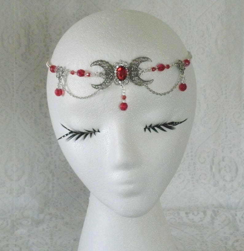 Red Triple Moon Circlet Wiccan Jewelry Pagan Jewelry Wicca | Etsy