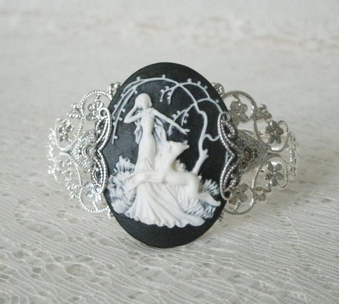 Goddess Diana Bracelet Silver Cuff Wiccan Pagan Jewelry Wicca Priestess ...