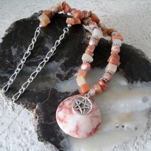Redline Marble Pentacle Necklace Wiccan Jewelry Pagan Jewelry Wicca ...