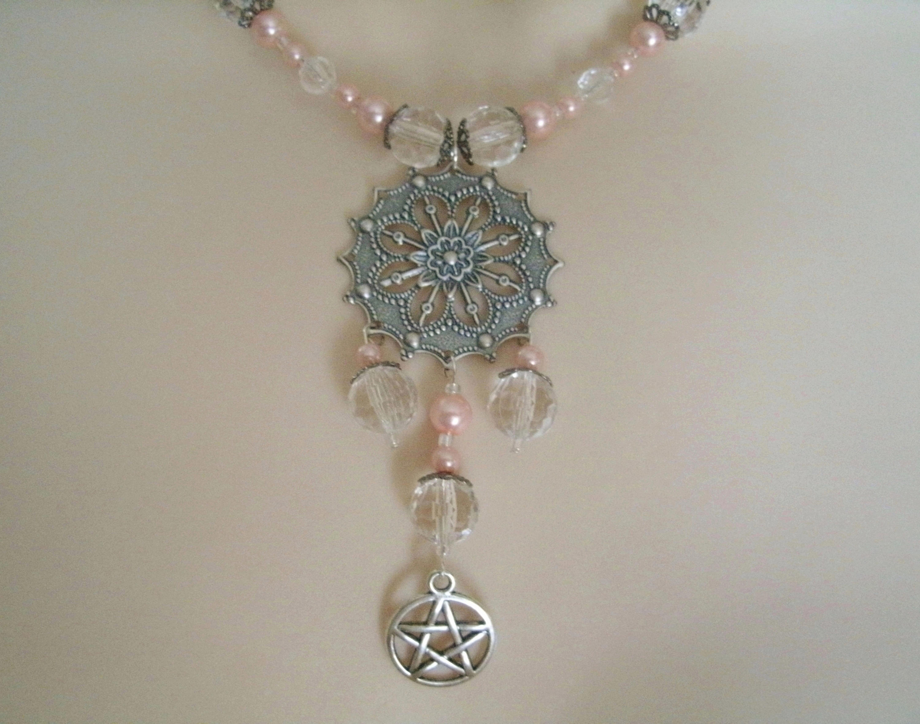 Pink Pentacle Necklace wiccan jewelry pagan jewelry wicca | Etsy