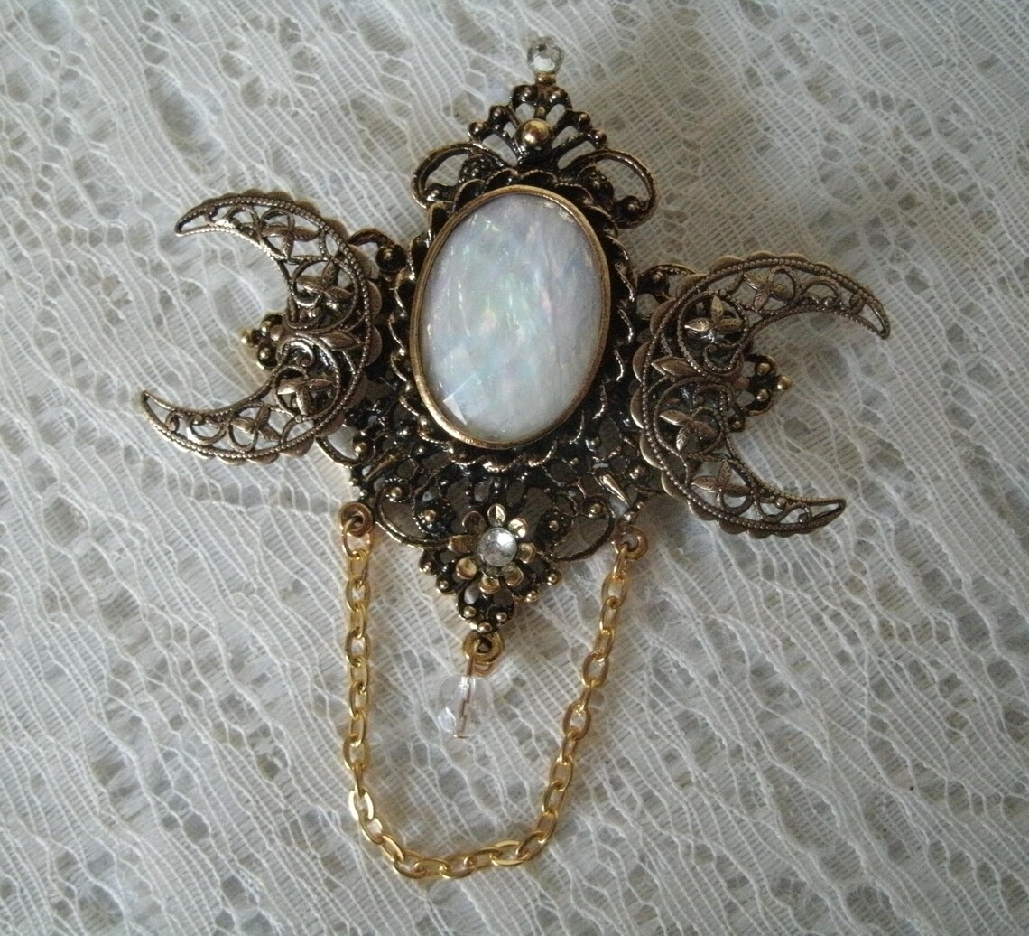 Crescent Moon Brooch Gold Cloak Pin Renaissance Brooch | Etsy