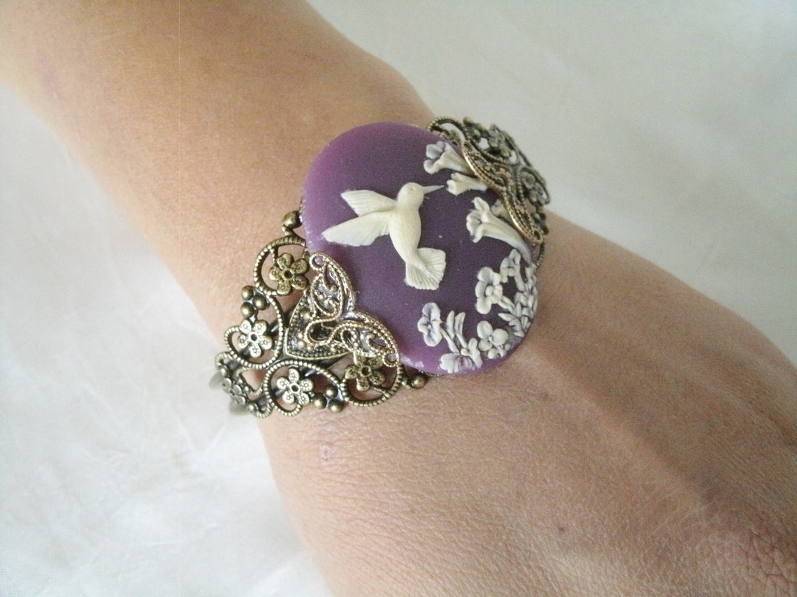 Hummingbird Cuff Bracelet Victorian Jewelry Art Nouveau | Etsy