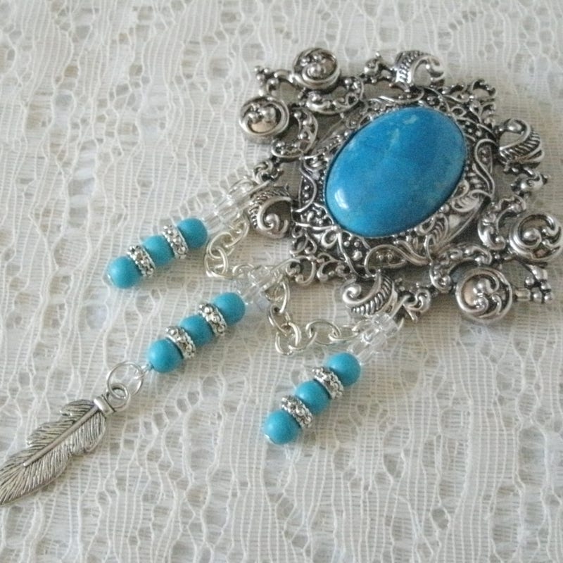 Turquoise Brooch - Etsy