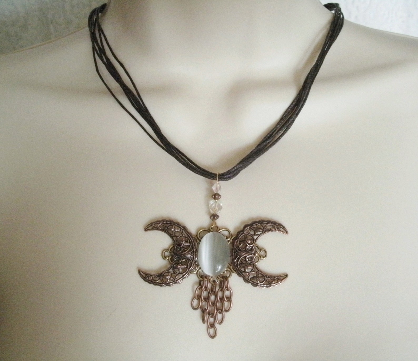 Copper Triple Moon Necklace Wiccan Jewelry Pagan Jewelry - Etsy