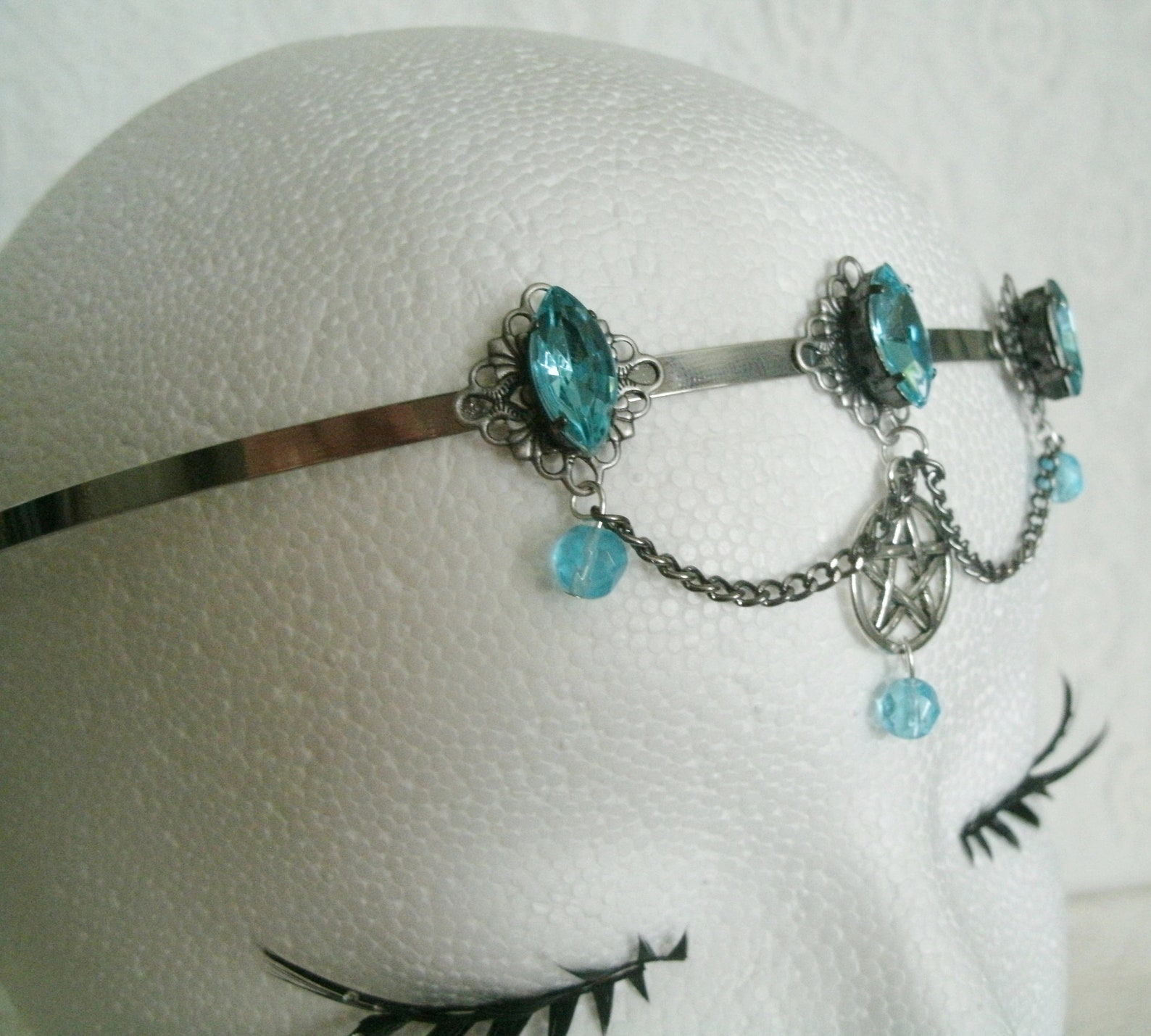 Blue Pentacle Circlet Wiccan Jewelry Pagan Jewelry Wicca Jewelry ...