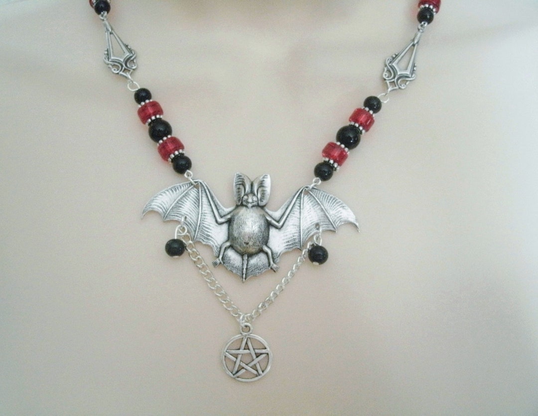Bat Pentacle Necklace Wiccan Jewelry Pagan Jewelry Witch - Etsy