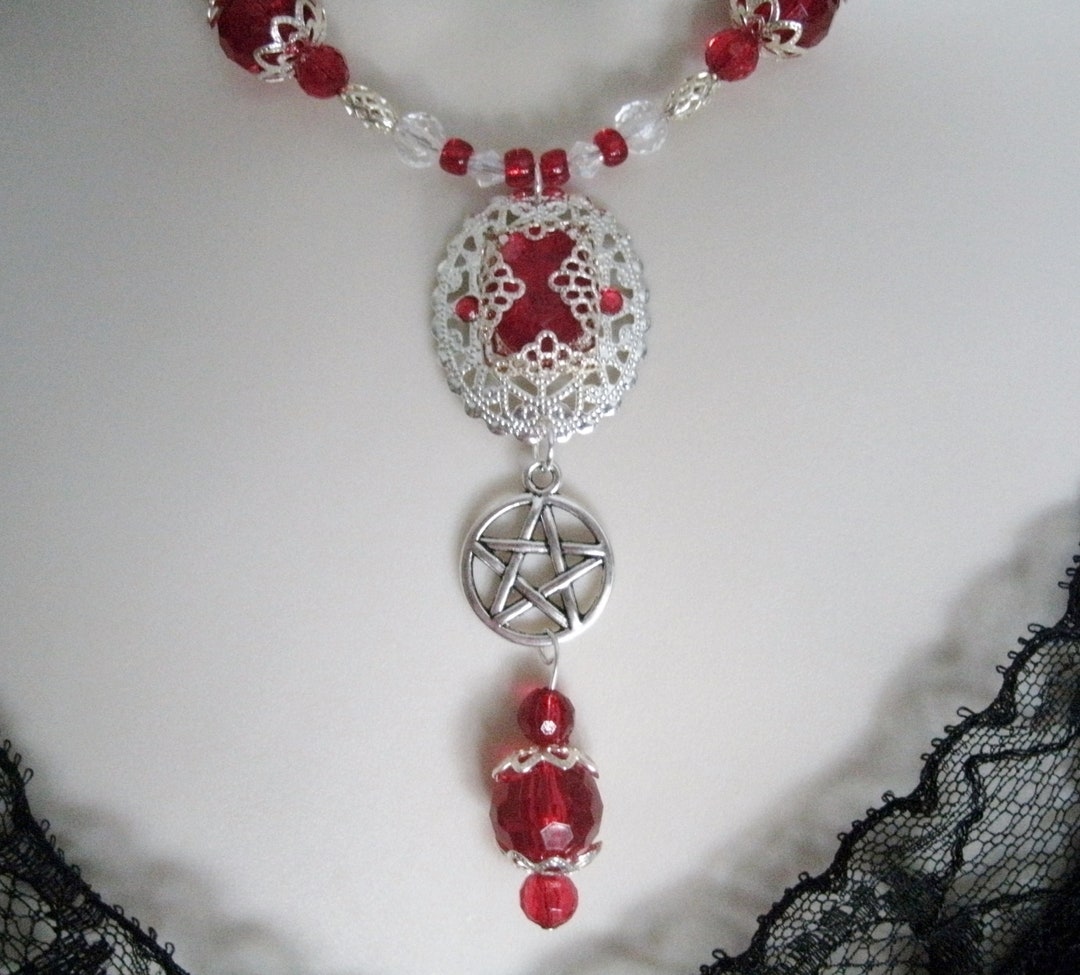 Red Pentacle Necklace Wiccan Jewelry Pagan Jewelry Wicca Jewelry ...