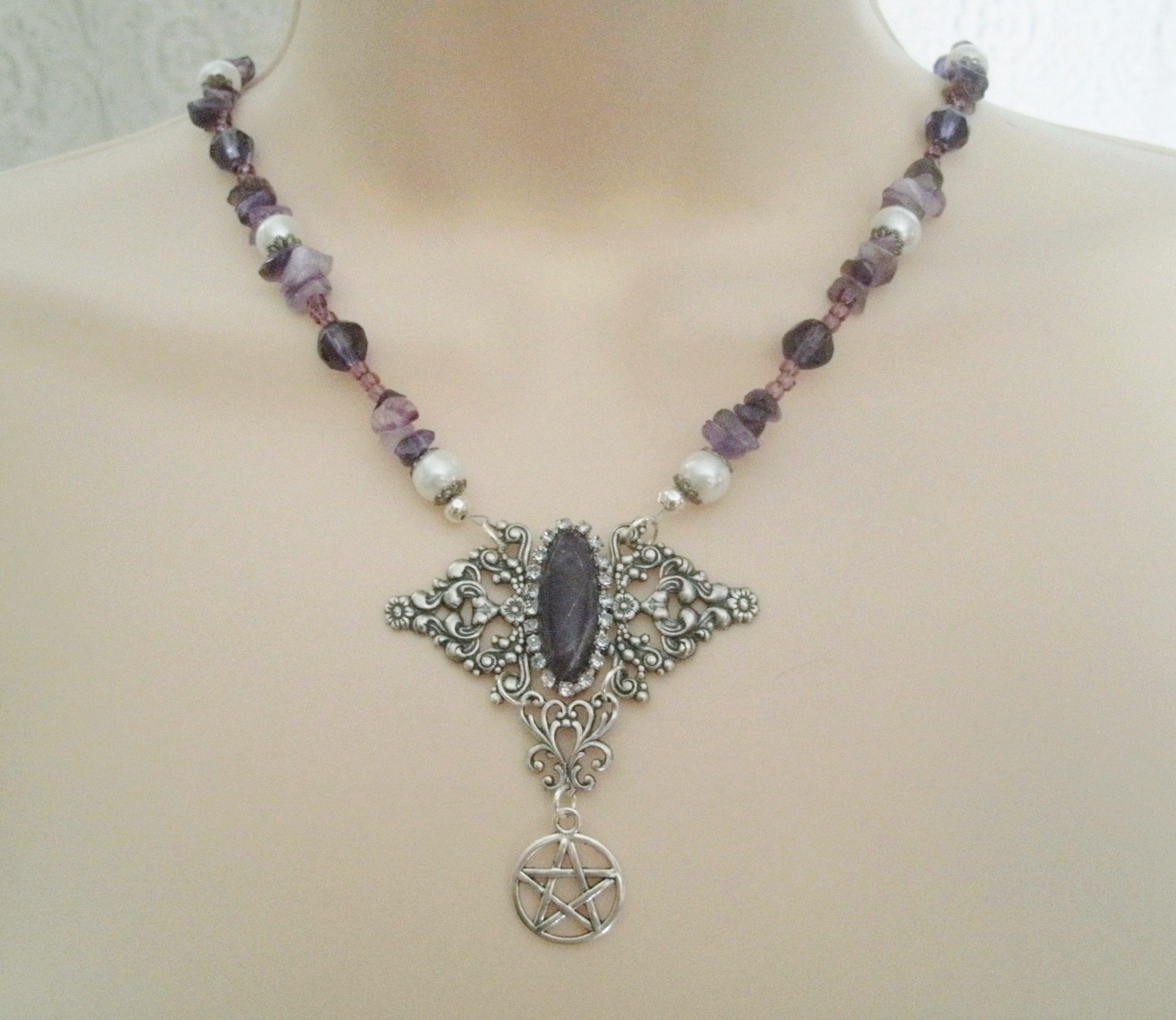 Amethyst Pentacle Necklace wiccan jewelry pagan jewelry wicca | Etsy
