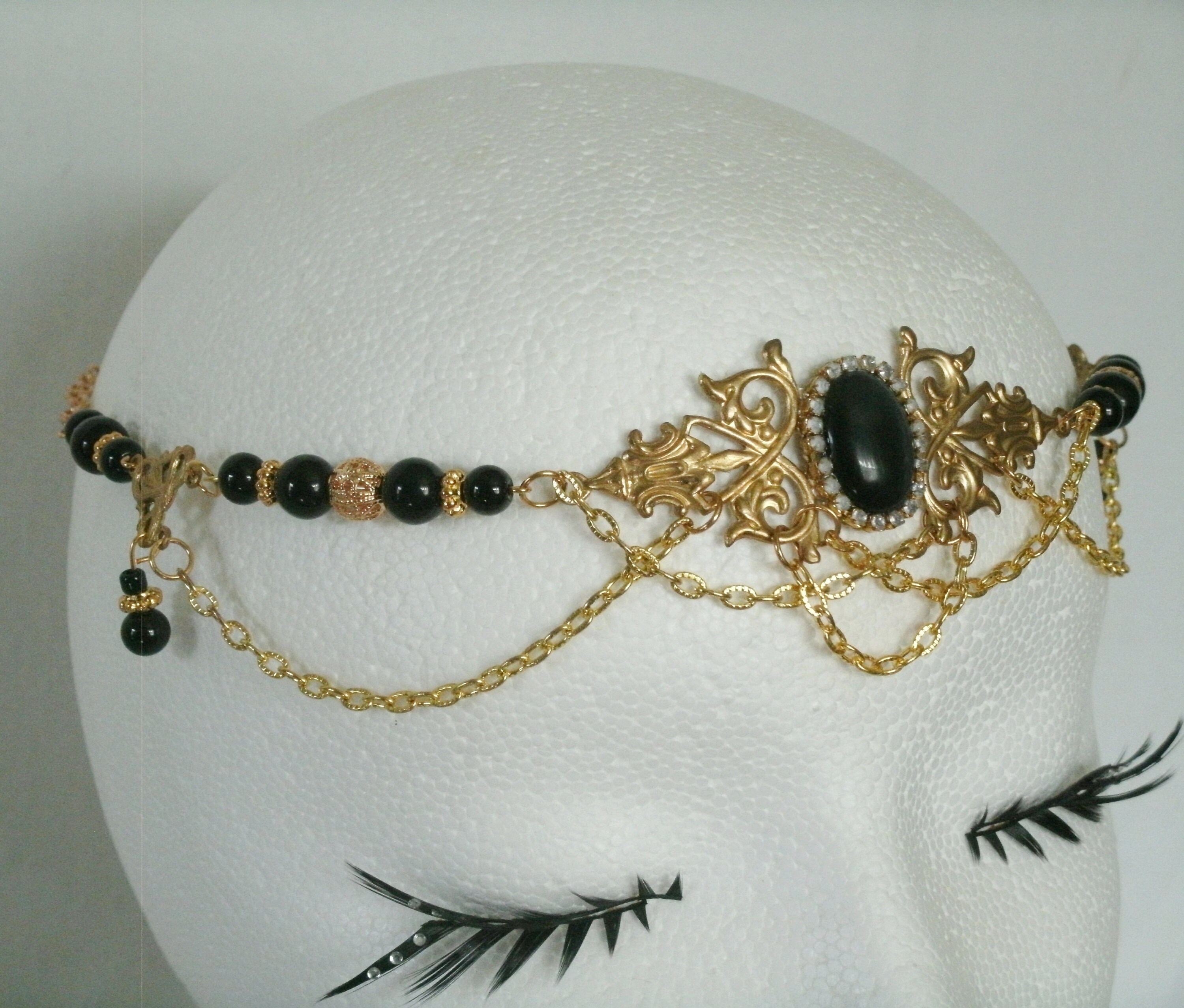 Black/gold Gothic Circlet Headpiece Art Deco Jewelry Gothic Jewelry ...