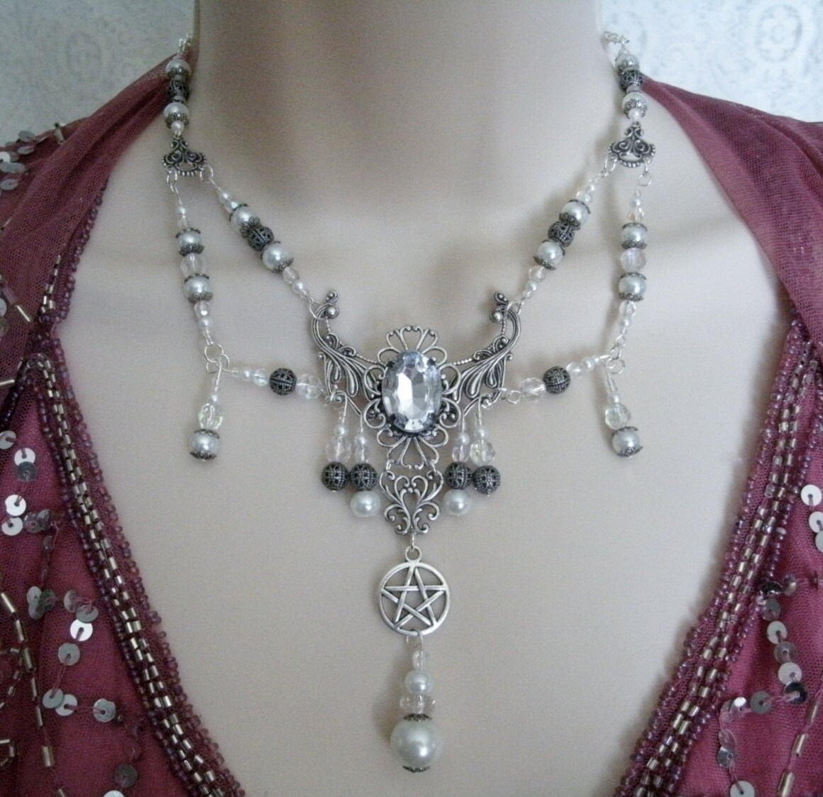 Jewelry Handmade Products witchcraft gothic Phases Of The Moon Pentacle ...