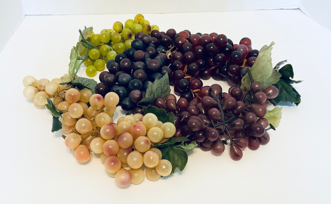 Faux Grapes Plastic Rubber Assorted Colors Still Life Fruit Decor MCM 5 ...