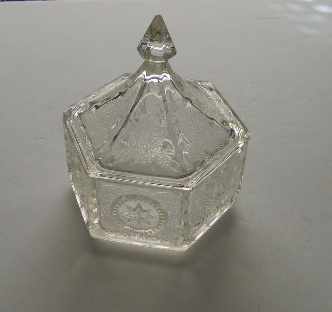 Tiara Colonial Clear Crystal Candy Dish Candy Box With Eagle & Star ...