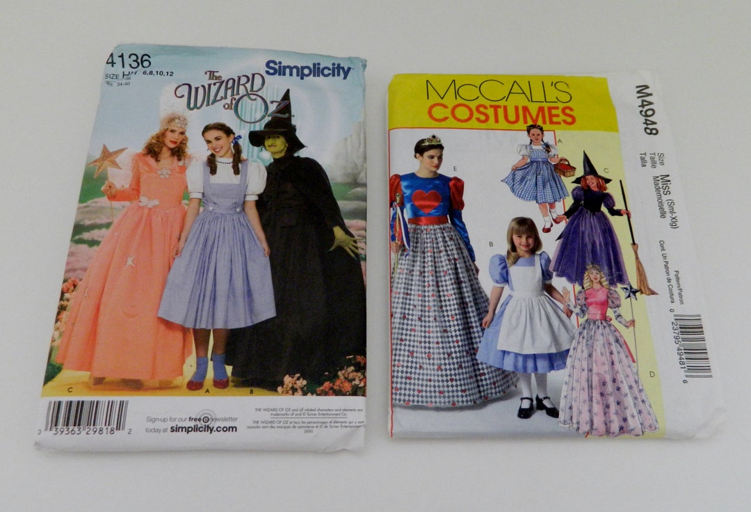 Wizard of Oz & Renaissance Costume Sewing Patterns, Misses Size 6 to XL ...