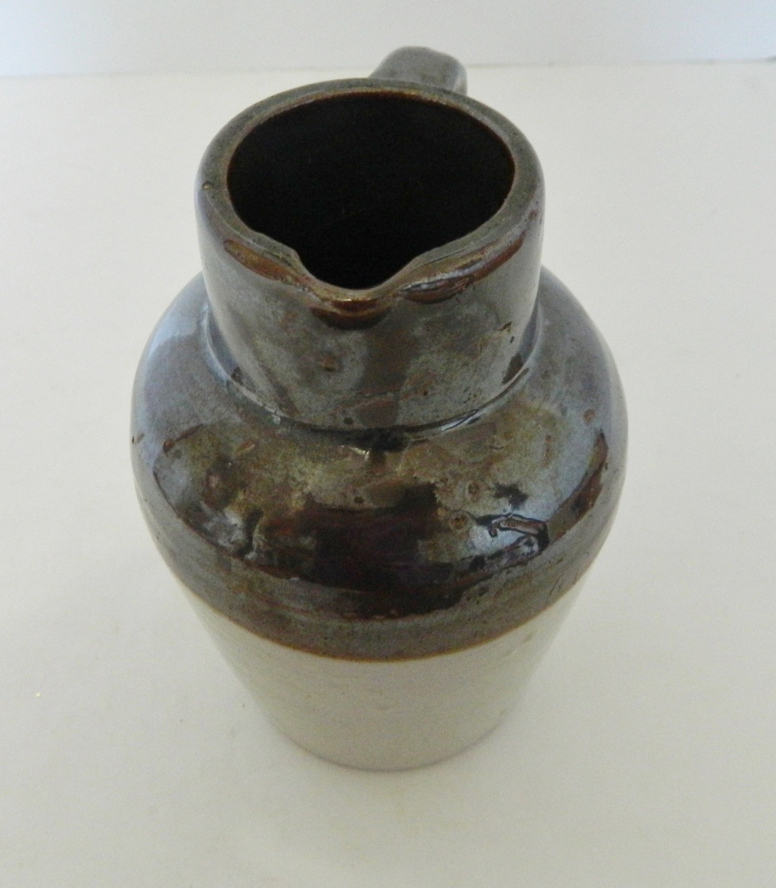 Two Tone Glazed Stoneware Whiskey Moonshine Molasses Jug With Spout 6 ...