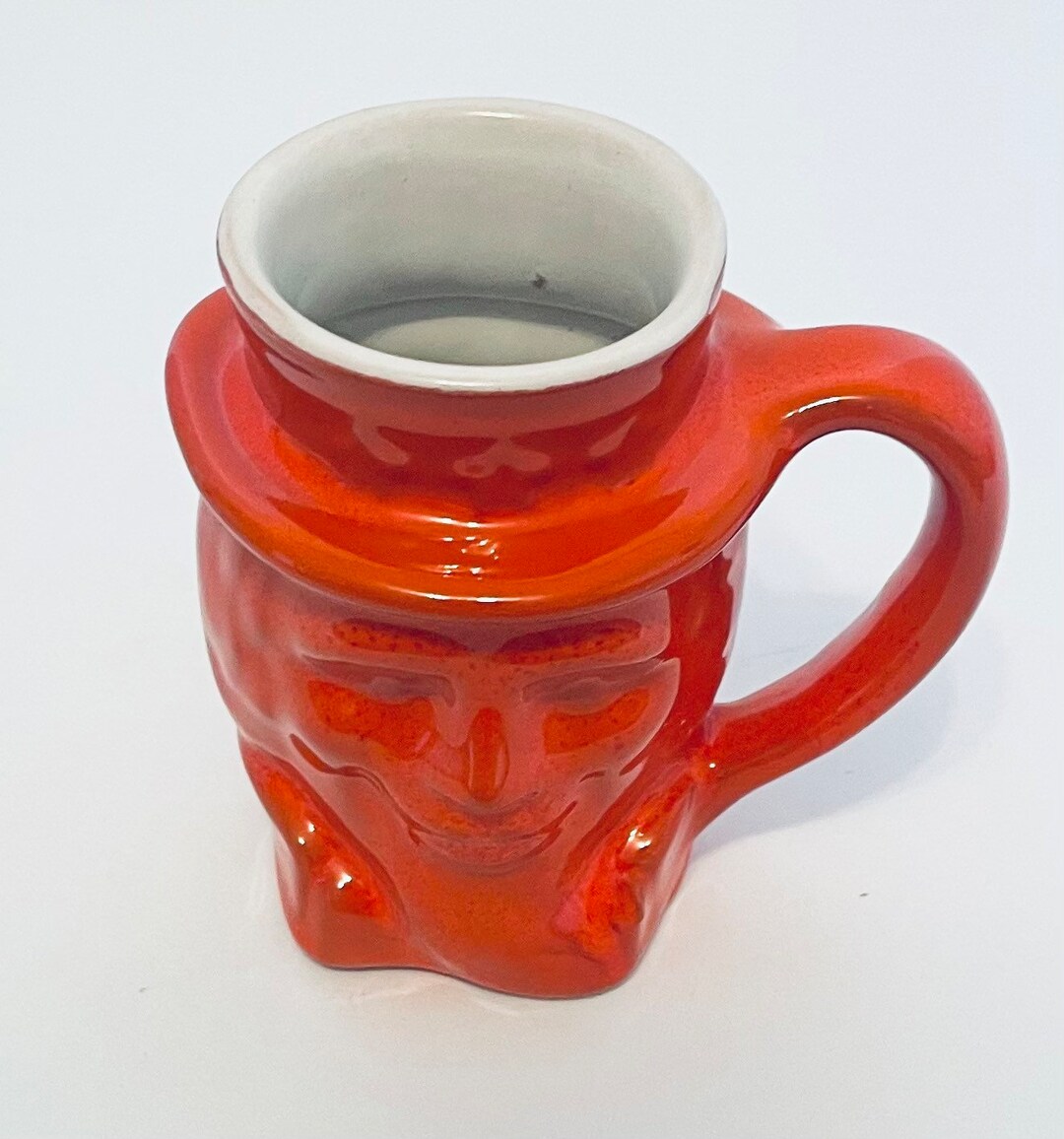 Frankoma Art Pottery Uncle Sam Toby Coffee Mug Red Orange Bicentennial ...