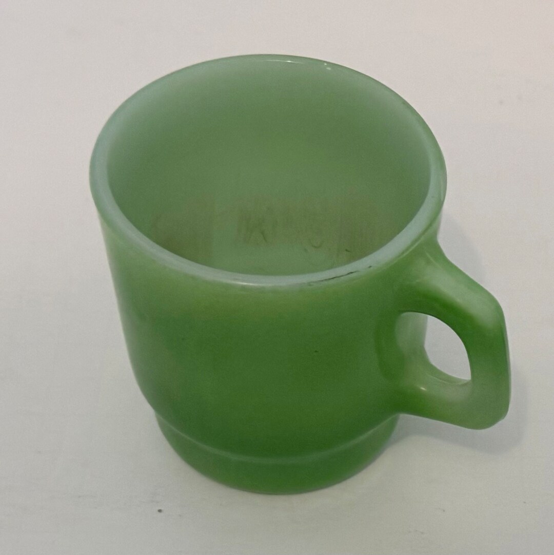 Fire King Anchor Hocking Green Stackable Vintage Coffee Mug D Handle ...