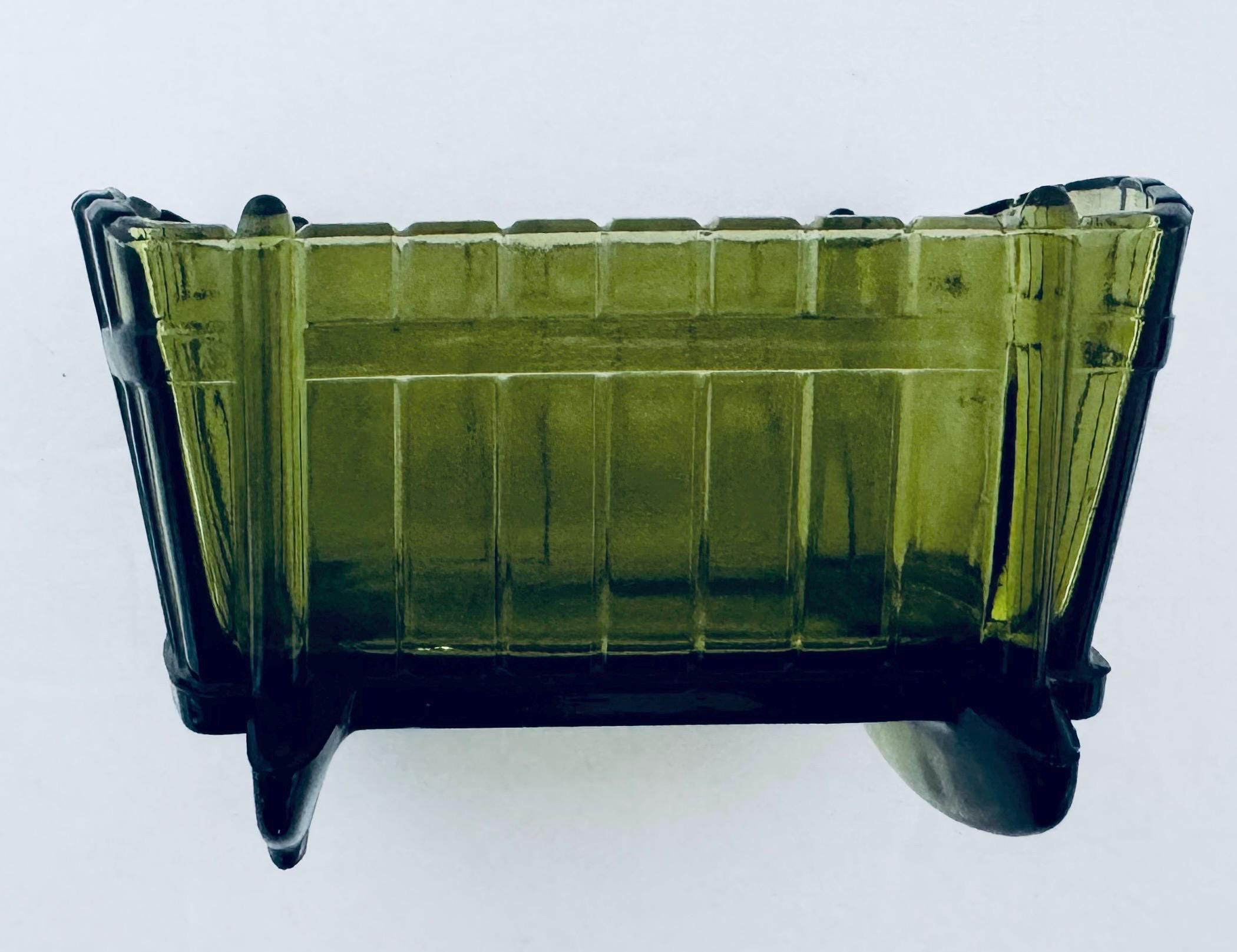 Indiana Glass Olive Green Cradle Shaped Candy Nut Cracker Dish Vintage ...