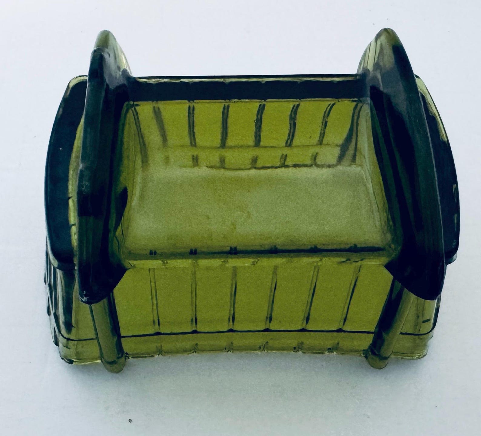 Indiana Glass Olive Green Cradle Shaped Candy Nut Cracker Dish Vintage ...