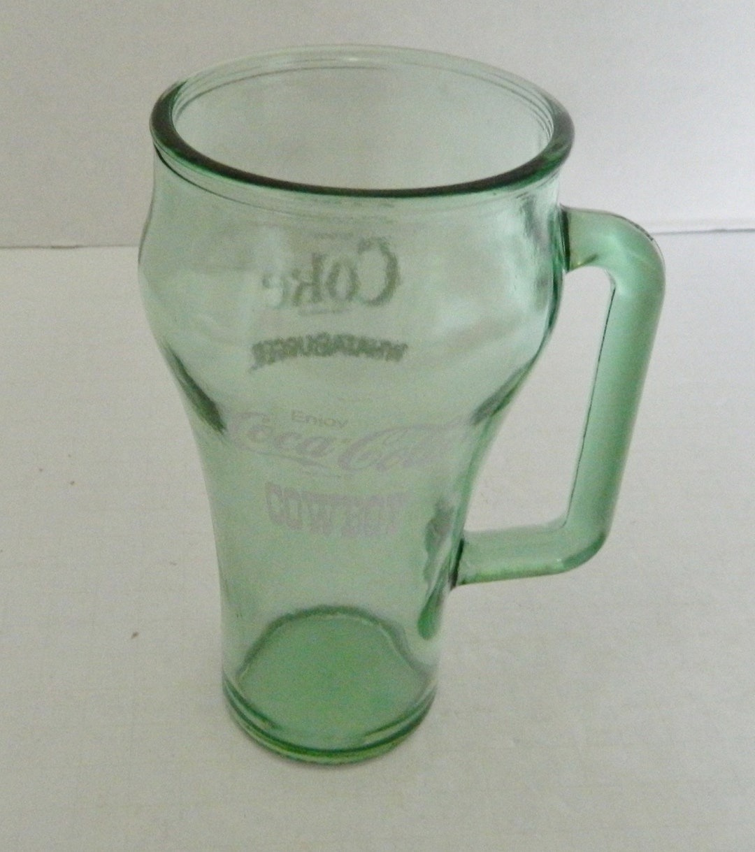 Coke Coca Cola Whataburger Dallas Cowboy Glass With Handle 1980's Green ...
