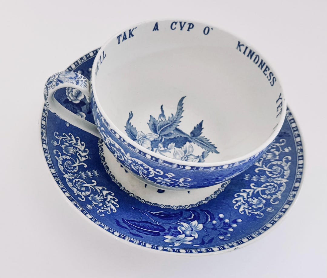 Spode Camilla Blue Joke Cup 3 1/2" & Saucer No Indent 8 5/8" Set ...