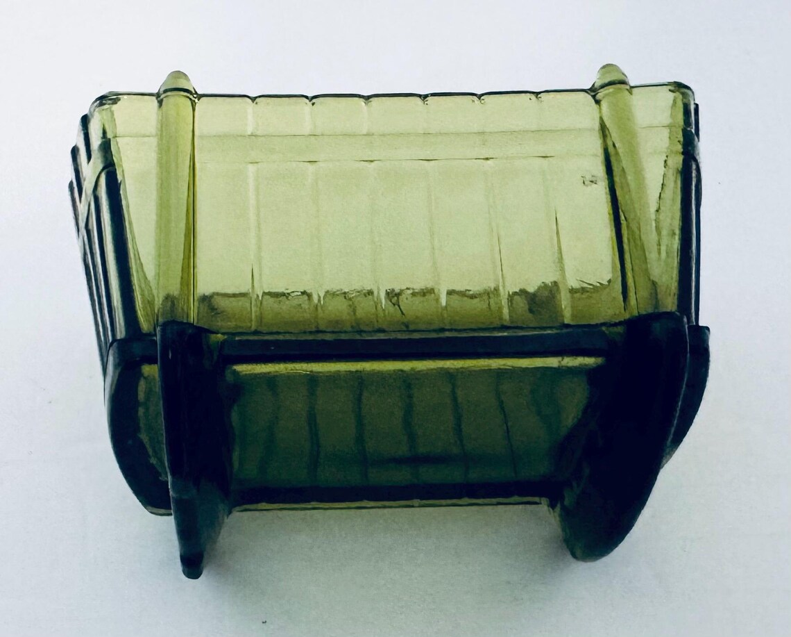 Indiana Glass Olive Green Cradle Shaped Candy Nut Cracker Dish Vintage ...