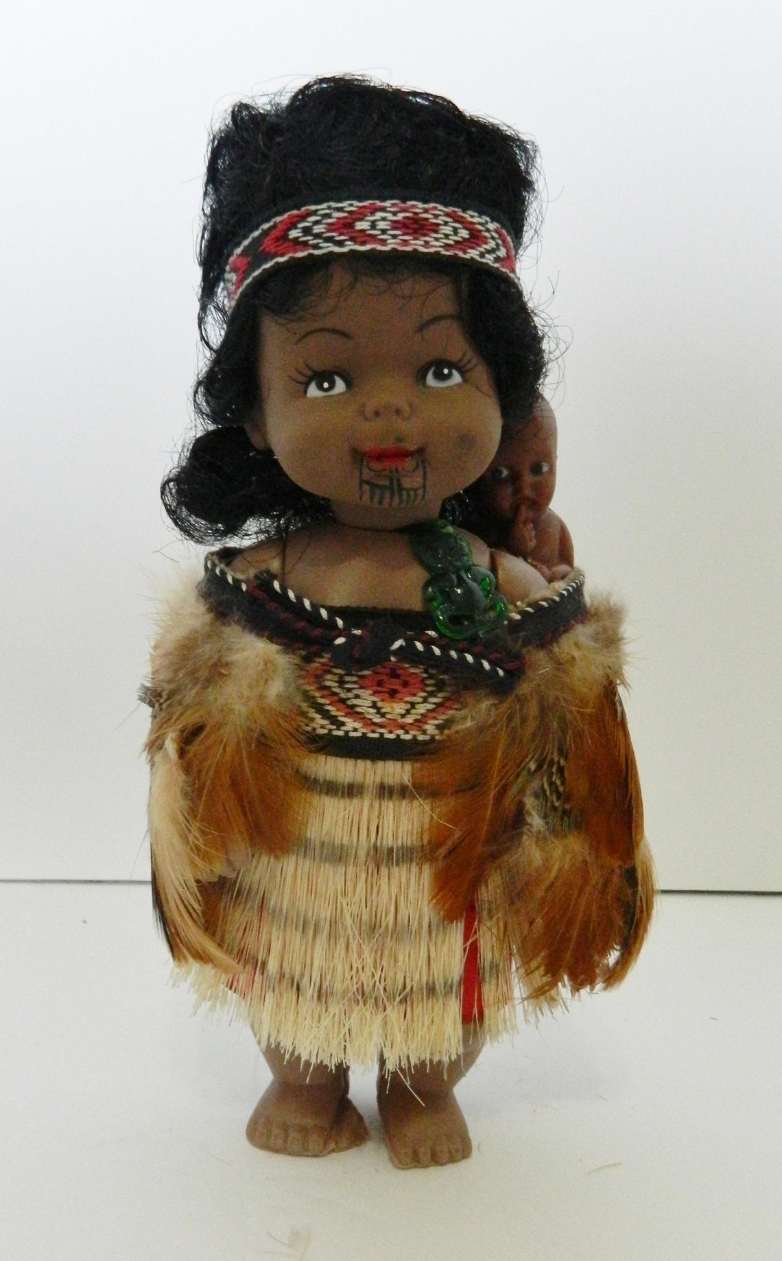 Parrs Maori Warrior Doll New Zealand Kiwi Feathers Moko Face | Etsy