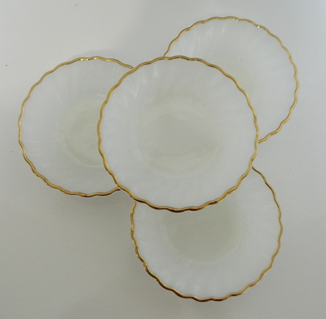 Anchor Hocking Aurora Shell Scalloped 22K Gold Edge Dessert - Etsy