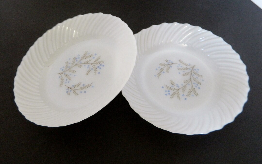 Termocrisa Mexico Milk Glass Blue & Brown Floral Pattern 2 Salad Bowls ...