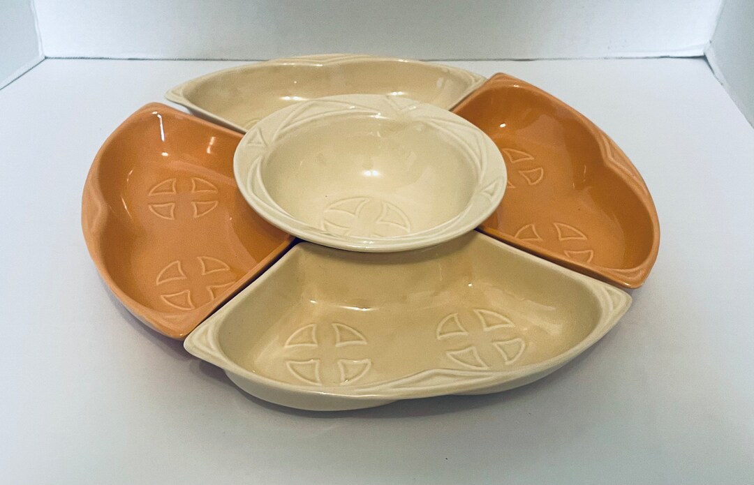 Maurice Ceramics California S-14 Lazy Susan Peach & Ivory Dishes No ...