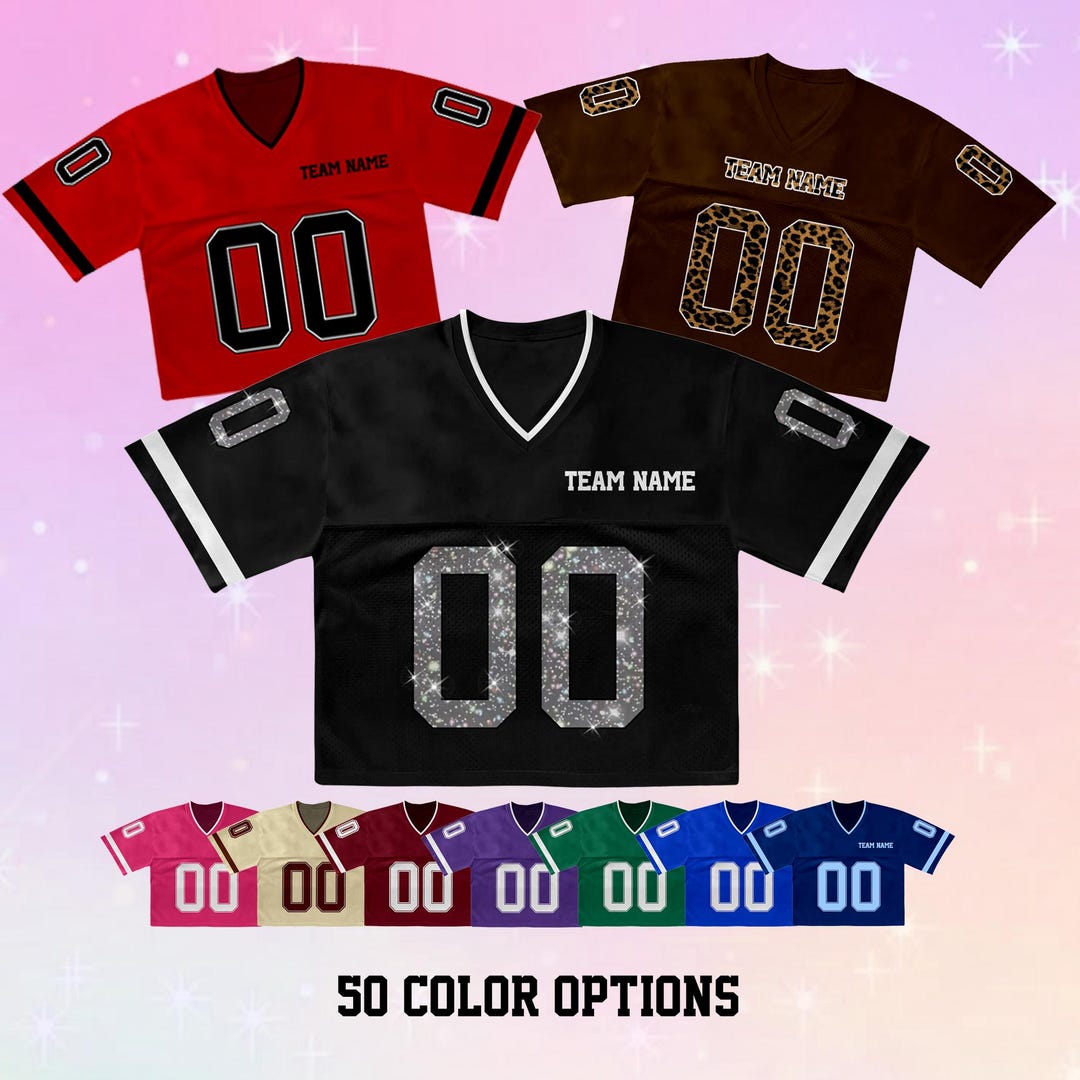 Custom Crop Football Jersey, Personalized Embroidered Glitter Women ...
