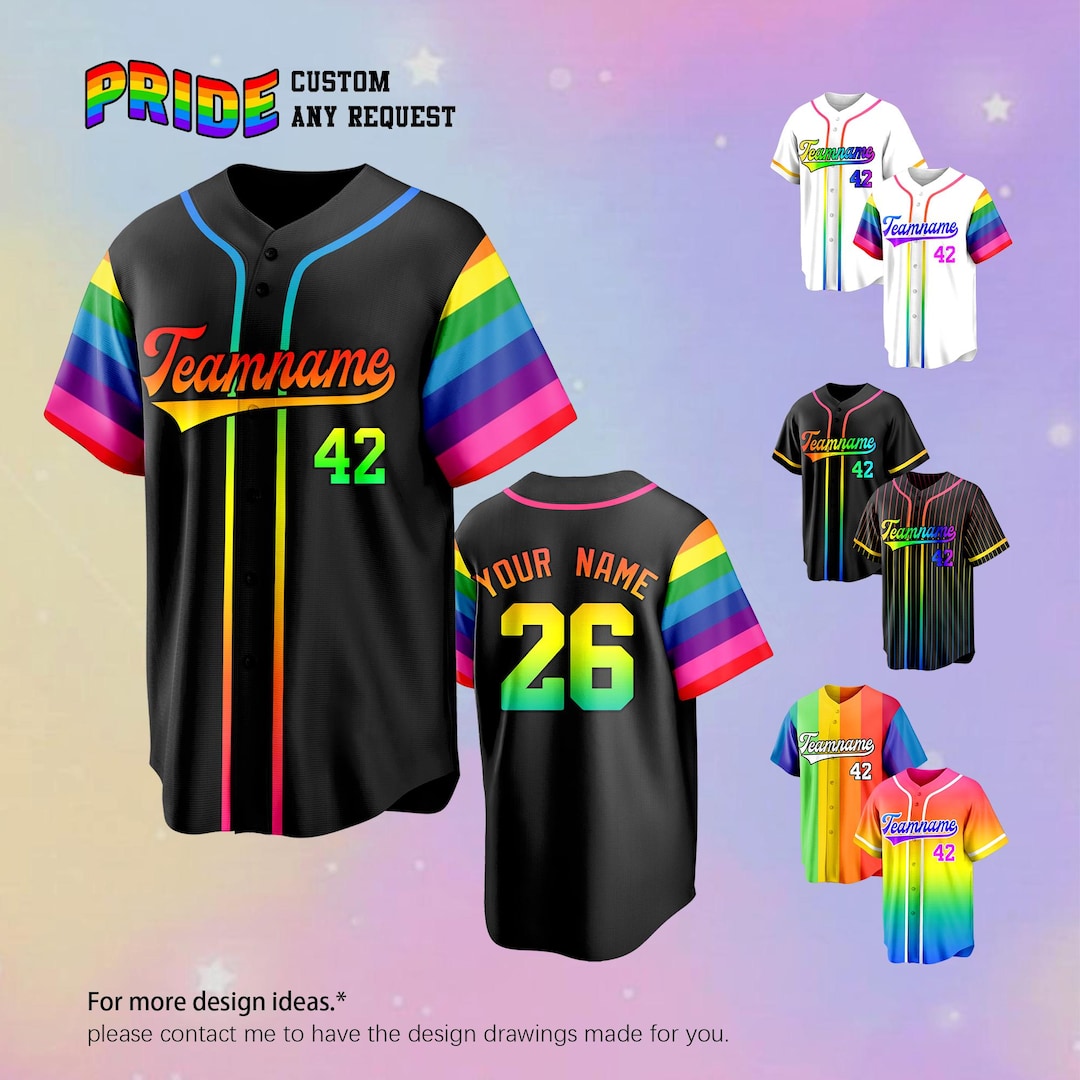 Custom LGBTQ Pride Baseball Jersey, Personalized Team Name Number ...