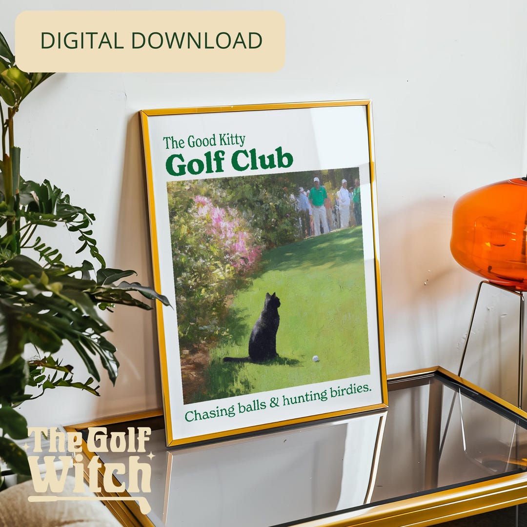 Good Kitty Golf Club – Printable Golf Poster (black Cat Theme, Instant ...