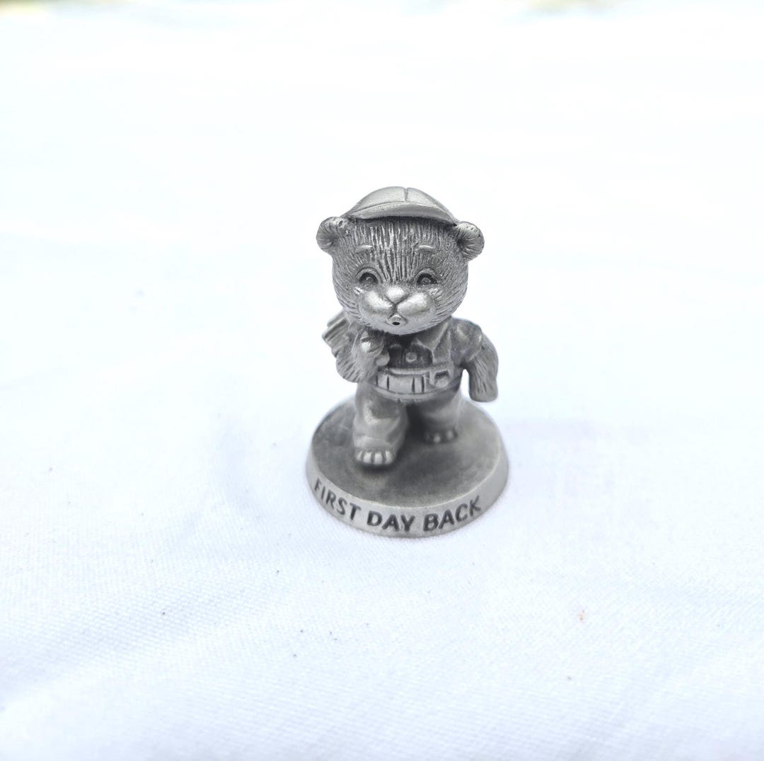 Vintage Avon Fine Pewter Bear Figurine First Day Back - Etsy