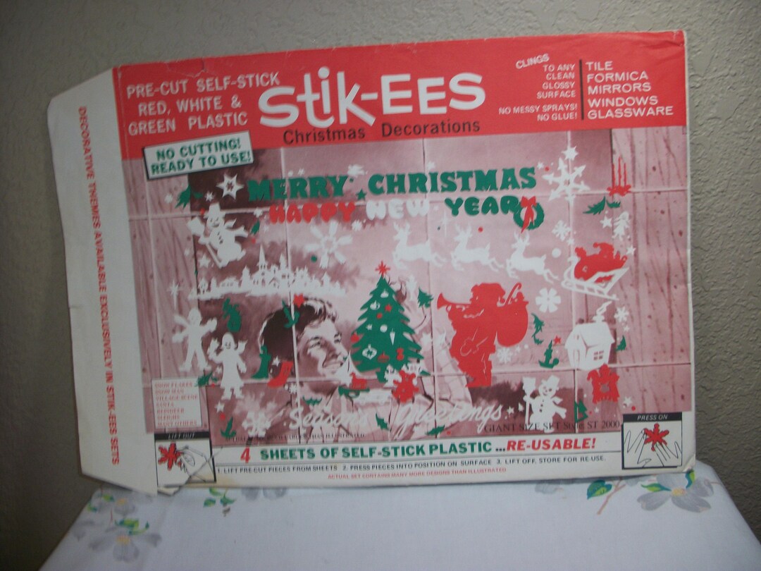Vintage Stik-ees Window Decorating Kit Christmas Decorations Giant Set ...
