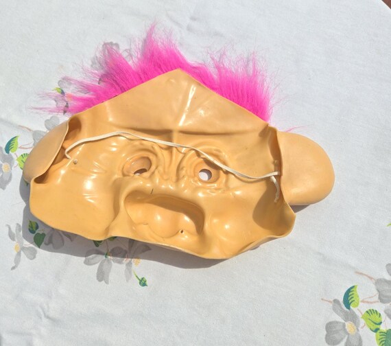 Vintage Rubber Face Troll Doll Half Mask Pink Hair fr… - Gem