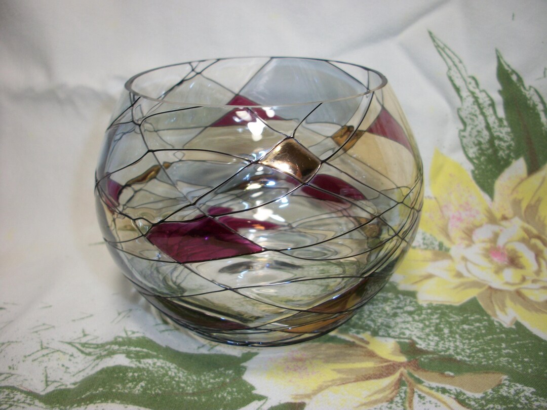 Vintage Partylite Candleholder Mosaic Stained Glass Style 70's Made in ...