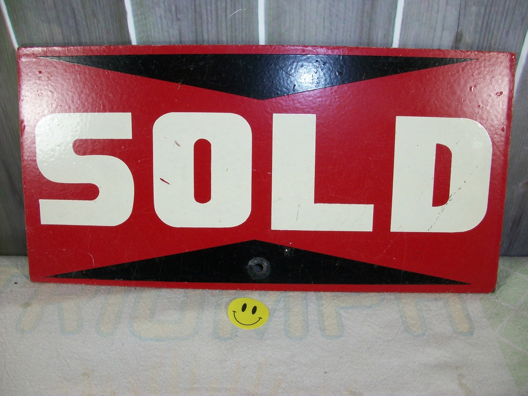 Vintage Mid Century Painted Wood SOLD Sign Red Black White - Etsy