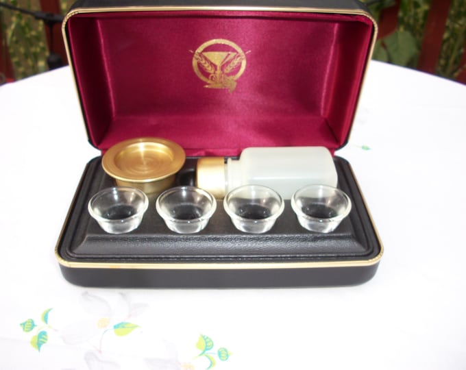 Vintage Artistic Portable Communion Set Case Box With 4 Glasses - Etsy